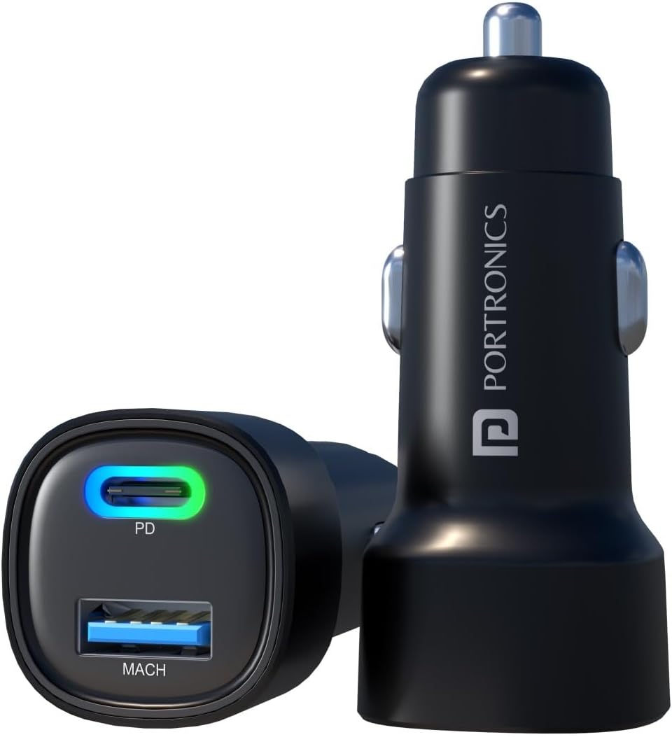 Portronics 71W Car Power 1C Triple Output Fast Car Charger with 33W ...