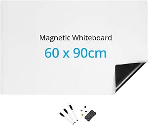 QWORK® Whiteboard 60 x 90 cm with 4 Suction Cups + 1 Board Wiper + 3 ...