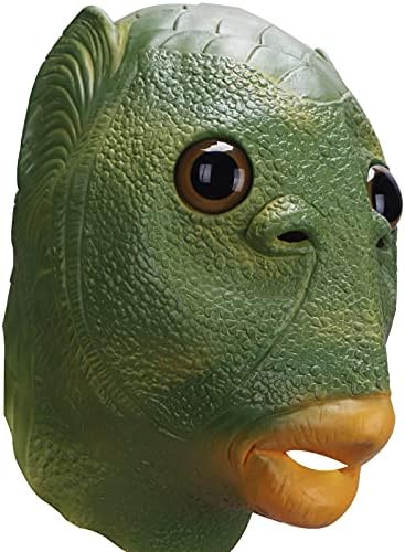 Halloween Costume Fish Head Party Mask Adult, Green Sea Animal Mask ...