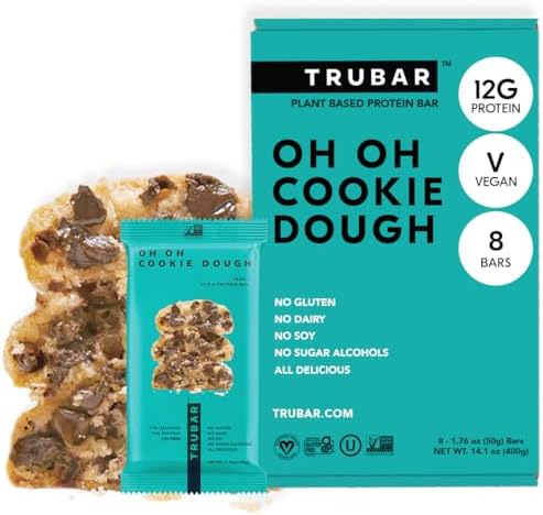 Amazon.com : TRUBAR Vegan Protein Bar, Oh Oh Cookie Dough, Gluten Free ...