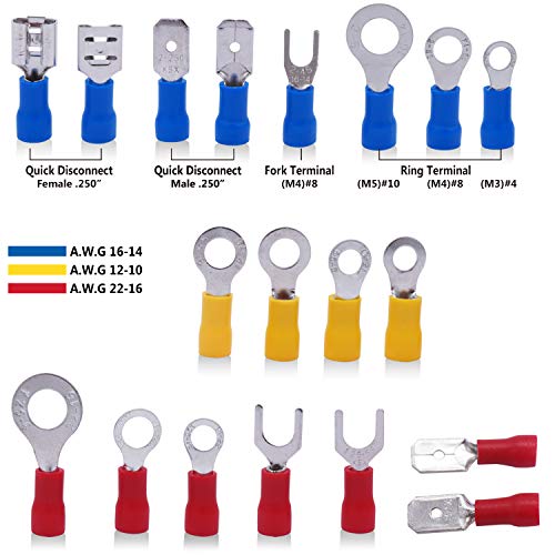Snapklik.com : Tnisesm/300PCS Insulated Wire Crimp Connectors ...