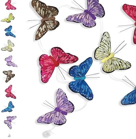 Amazon.com: Butterfly Garland with Feather Wings - 9 Decorative ...