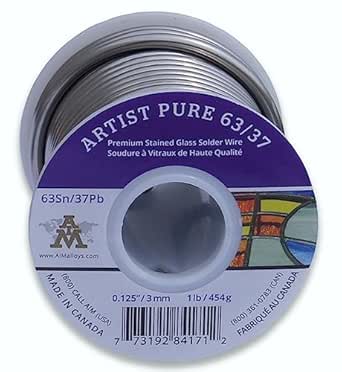 AIM Artist Pure 63/37 Stained Glass Solder, 0.125inch, 1lb (3mm / 454g) - Amazon.com