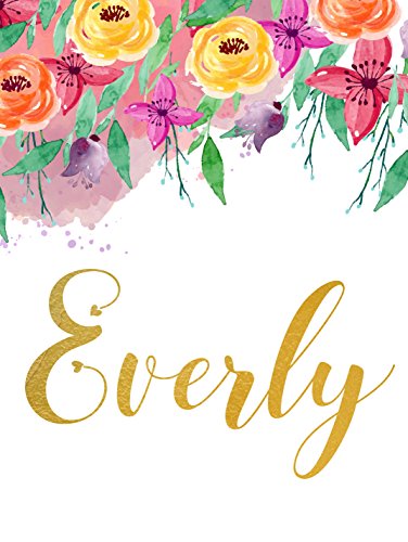 Amazon.com: Everly Name Wall Decor Gift Art Letters Monogram UNFRAMED ...