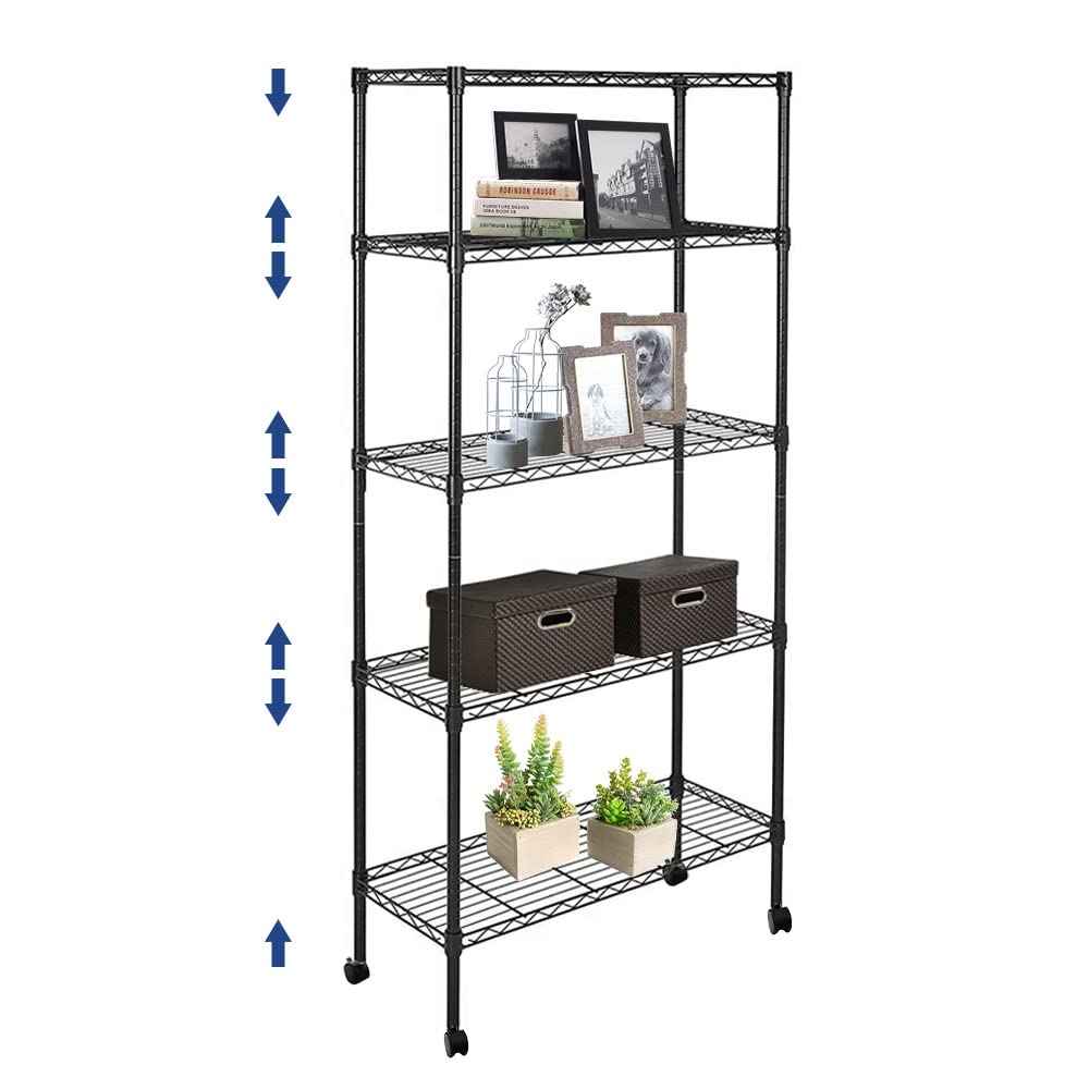 Snapklik.com : 5 Tier Wire Shelving Unit, Adjustable Metal Storage Rack ...