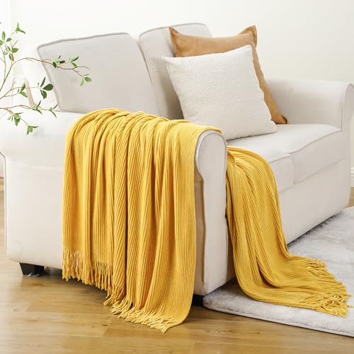 Snapklik.com : BATTILO HOME Mustard Yellow Throw Blanket For Couch ...