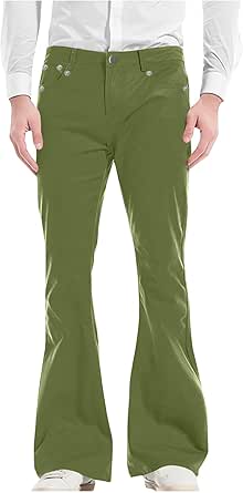 Mens Relaxed Fit Vintage 60s 70s Bell Bottom Pants Stretch Disco Flared ...