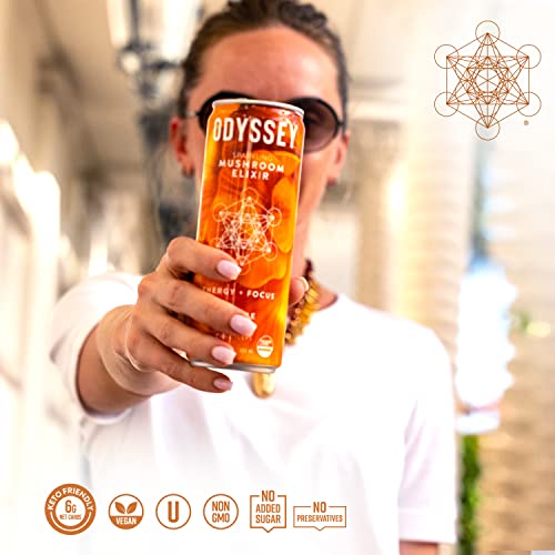 ODYSSEY ELIXIR - Sparkling Energy Mushroom Drink - Lions Mane & Cordyceps - Mental Focus ...