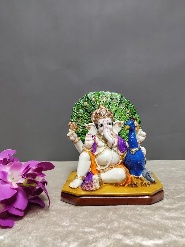 Buy PRATIMA Polyresin Peacock Ganesh Idol|Vinayaka Statue|Ganpati Murti ...
