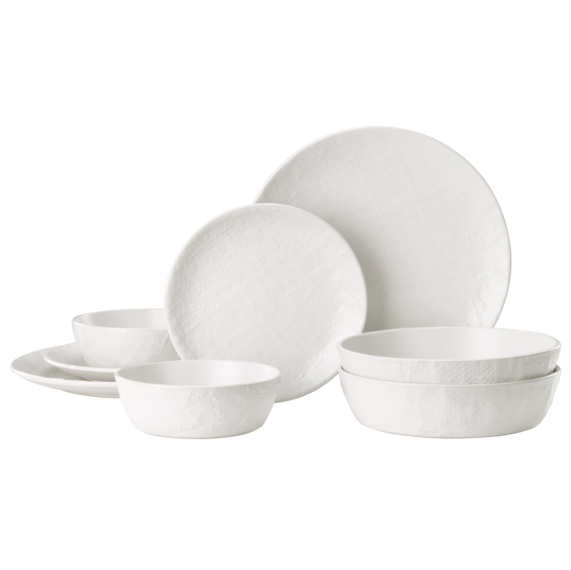 Navaris Linen Artisan Stoneware Dinnerware Sets (8 Pieces) - Dishwasher ...