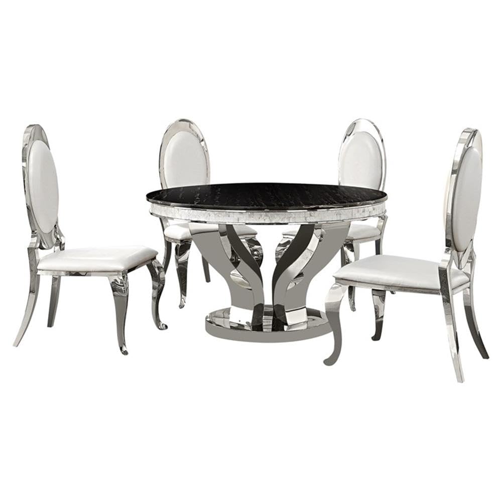 Amazon.com - MAKLAINE 5-Piece Stainless Steel Round Dining Set Chrome ...
