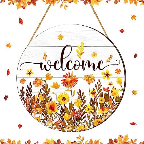 Amazon.com: Welcome Autumn Door Sign Decor Hello Fall Door Sign Autumn ...