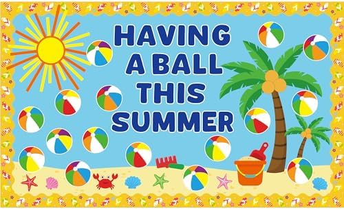 Amazon.com: 105 Pcs Summer Beach Ball Bulletin Board Summer Theme ...