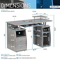 Amazon.com: Techni Mobili Complete Computer Workstation Desk Grey ...