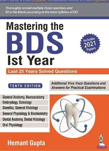 Buy Mastering the BDS 1st Year (Last 25 years Solved Questions) Book ...