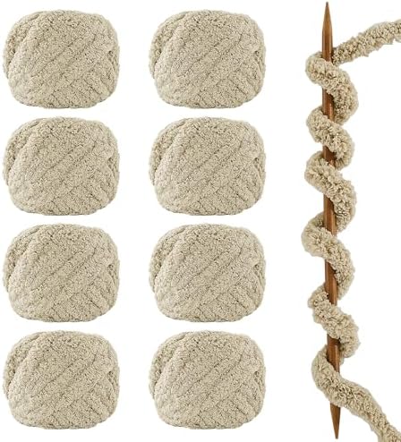 Amazon.com: HOMBYS Giant Chunky Yarn for Hand Knitting,Big Chenille ...