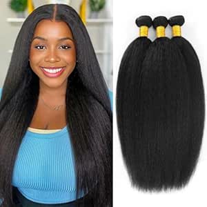 Amazon.com : HAKDTFA Kinky Human Hair Bundles 12 14 16 Inch, 3 Bundles, 100% Unprocessed ...