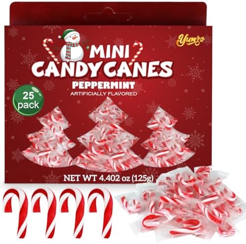 Amazon.com: Christmas Mini Candy Canes Classic Red & White Peppermint ...