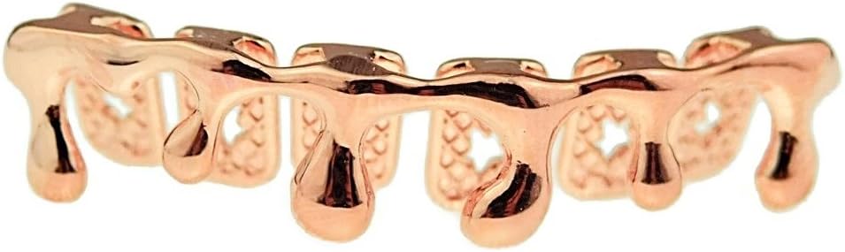 Amazon.com: 14k Rose Gold Plated Drip Grillz Dripping Slugs Bottom Row ...