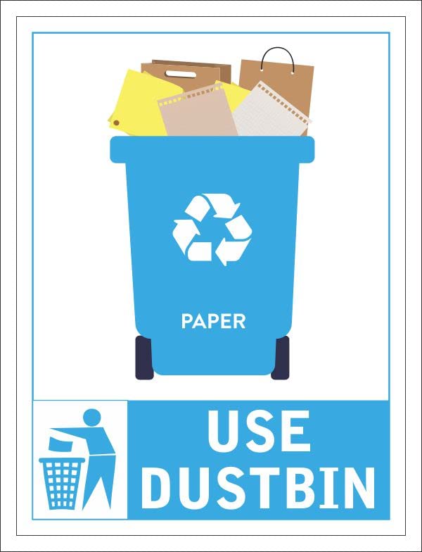 Aditya Sign® Paper Waste Use Dustbin Sign for Office, Home, Industry ...