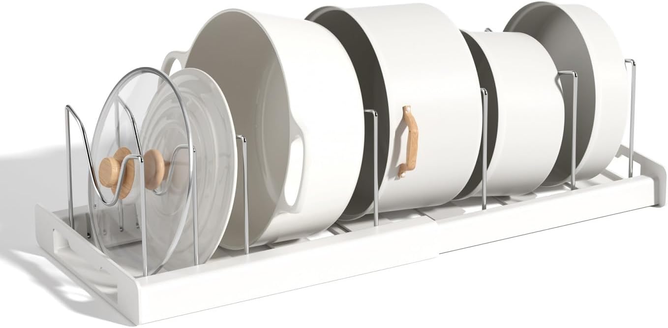 Amazon.com: Yuzi Pots and Pans Organizer Under Cabinet - Expandable Pot ...