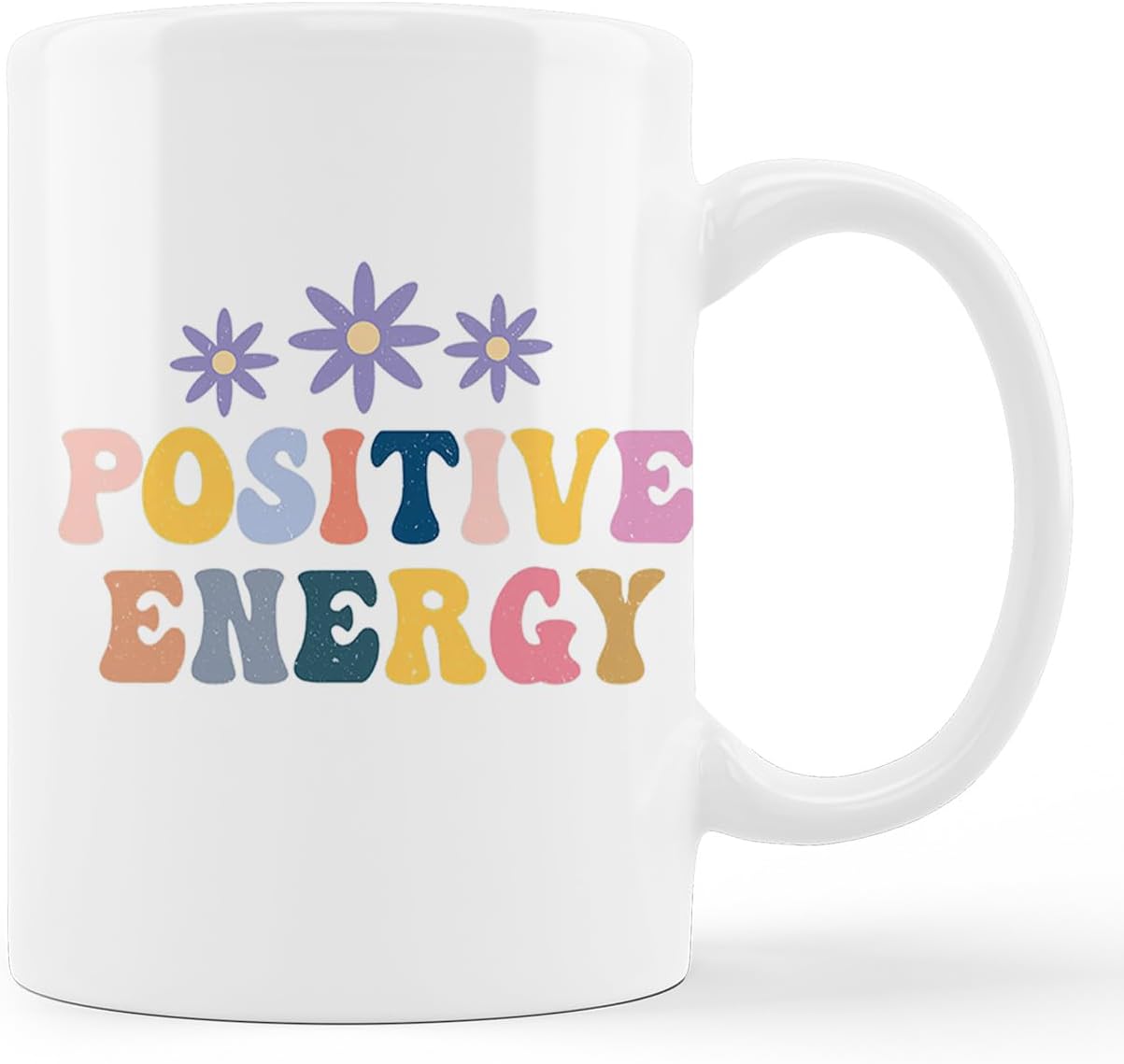 Amazon.com | Groovy Colorful Positive Energy Floral Ceramic Mug-11oz ...