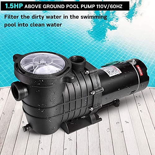 Seeutek 1.5 HP Dual Voltage Pool Pump - 6600 GPH, Self-Priming with ...