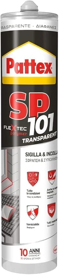 Pattex SP101 Transparent, Silicone trasparente per interni ed esterni ...