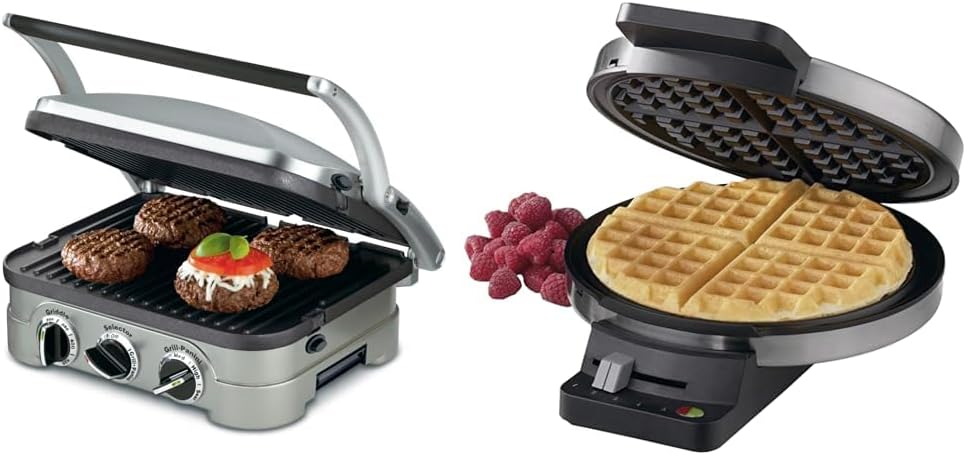 Amazon.com: Cuisinart 5-in-1 Griddler Bundle with Round Classic Waffle ...
