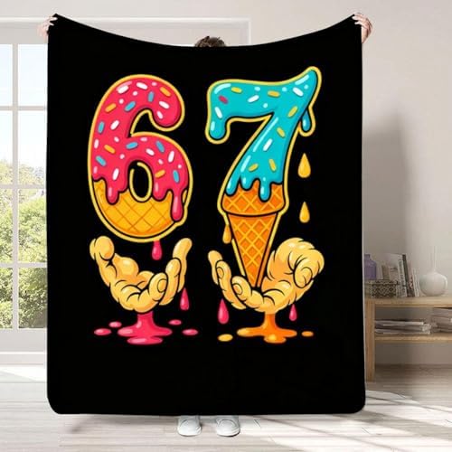 Amazon.com: 67 Ice Creams Throw Blanket,Funny Christmas Six Seven Throw ...