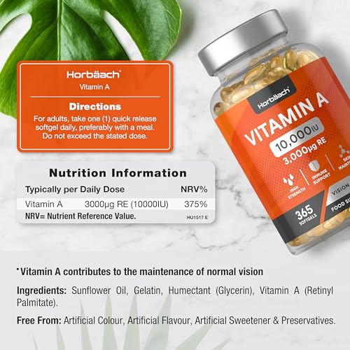 Vitamin A Capsules 10,000iu | 365 Count (1 Year Supply) | High Strength ...