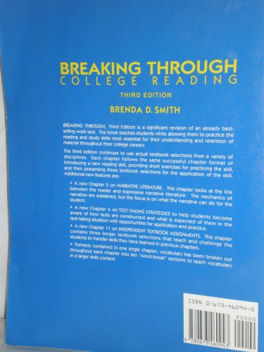 Breaking Through: College Reading: Brenda Deutsch Smith: 9780673460943 ...