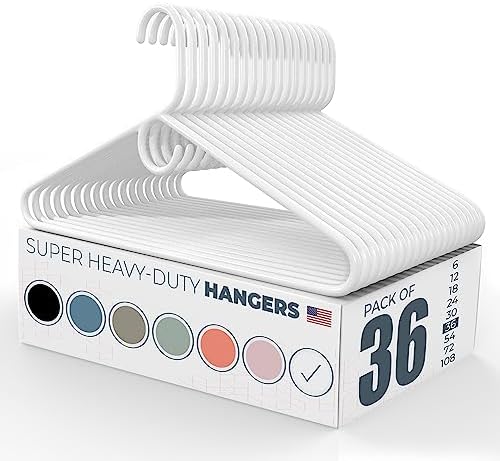 Amazon.com: Super Heavy Duty Plastic Hangers, Made in USA, White Super ...