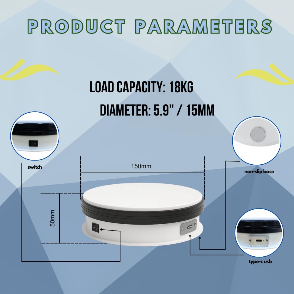 Snapklik.com : Fotoconic White Electric Motorized Rotating Turntable ...