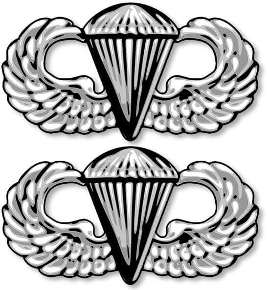 Amazon.com - 2-Pack Silver: Basic Parachutist Jump Wings Shaped Sticker ...