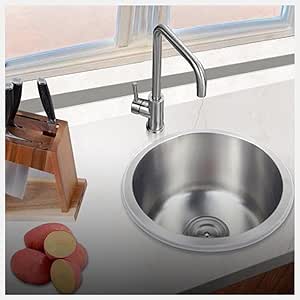 304 Stainless Steel Round Kitchen Sink, Single Bowl Work Sink for ...