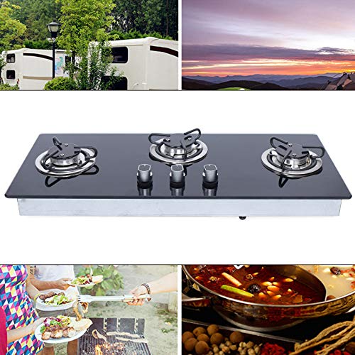 Gas Cooktop,L-P-G 3 Burner,Tempered Glass Panel, Caravan Gas Stove ...