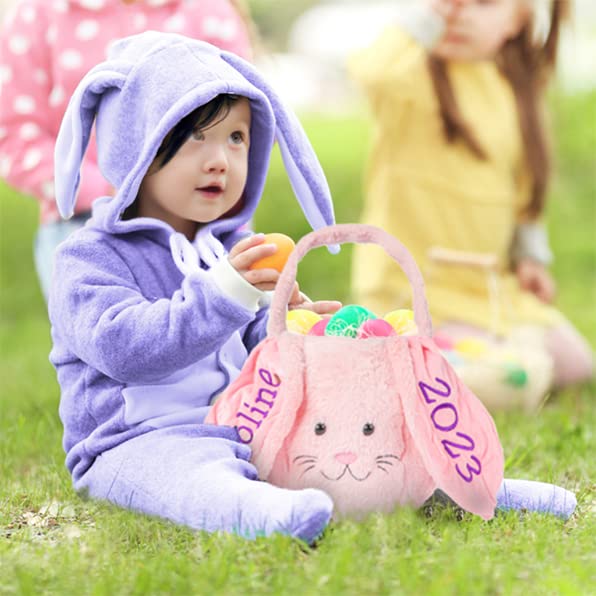 Personalized Easter Candy Basket with Embroidered Name – Custom Bunny ...