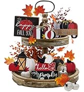Amazon.com: Guoofu Fall Theme Tiered Tray Decor, Hello Autumn Pumpkin ...