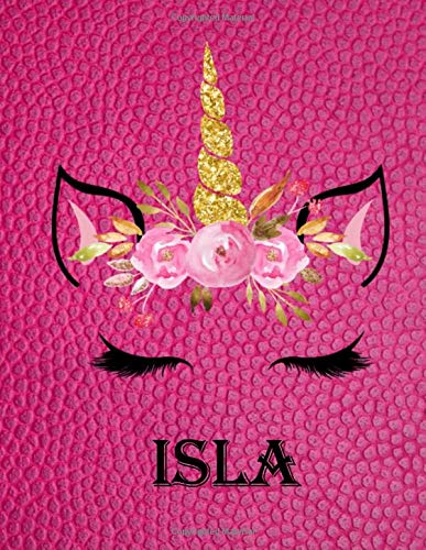 Isla: Sketchbook Cute Unicorn On Pink leather Effect Background. Large ...