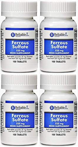 Amazon.com: Iron Supplement Ferrous Sulfate 325mg by Reliable 1 | Iron ...