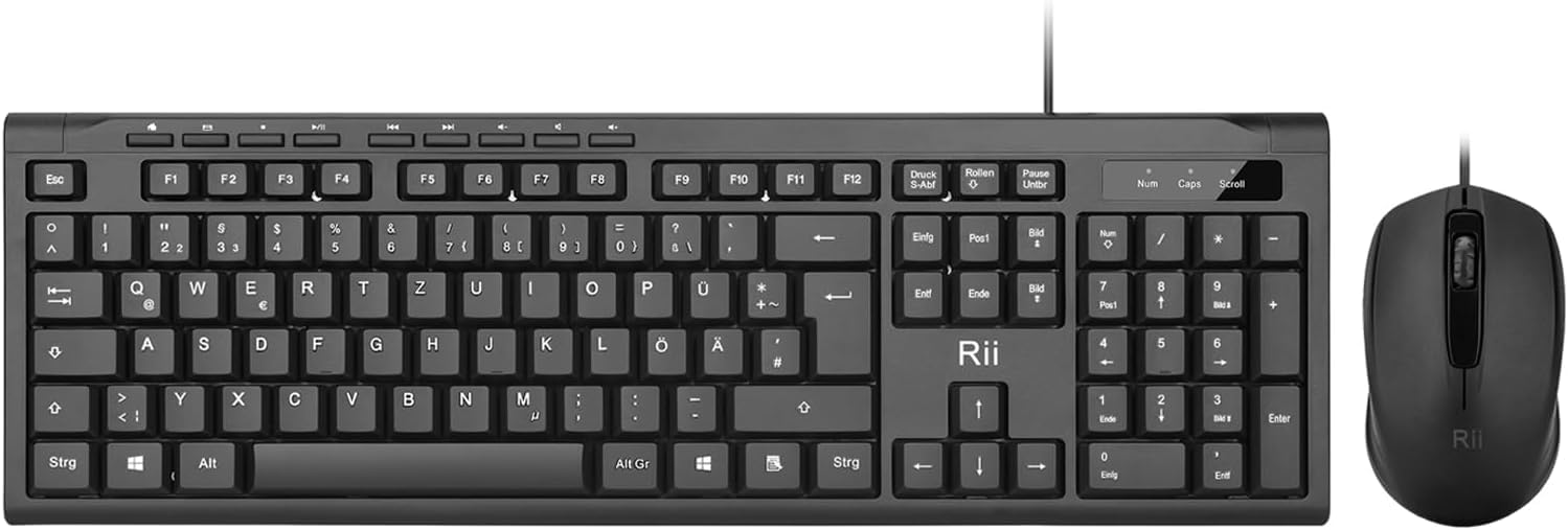 Rii Keyboard and Mouse Set,USB Wired Keyboard and Mouse Combo for PC ...