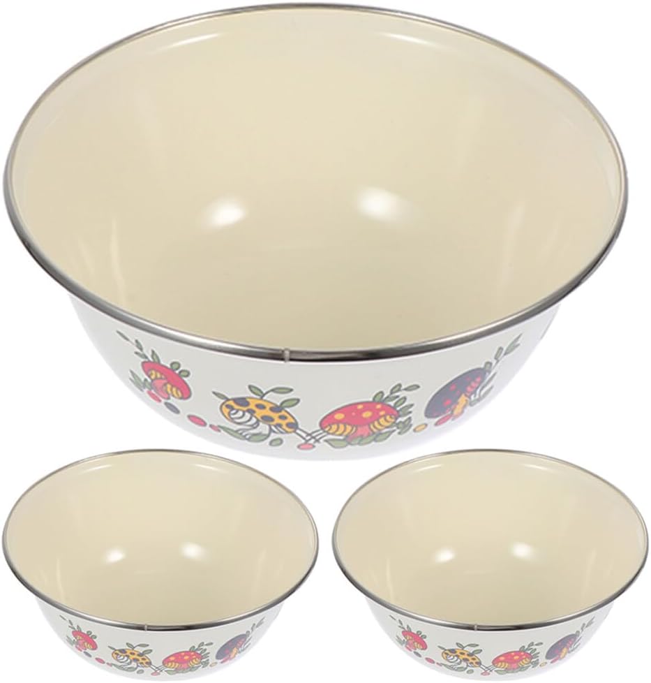 Amazon.com | Kichvoe 3PCS Enamel Mixing Bowls Vintage Enamelware Enamel ...