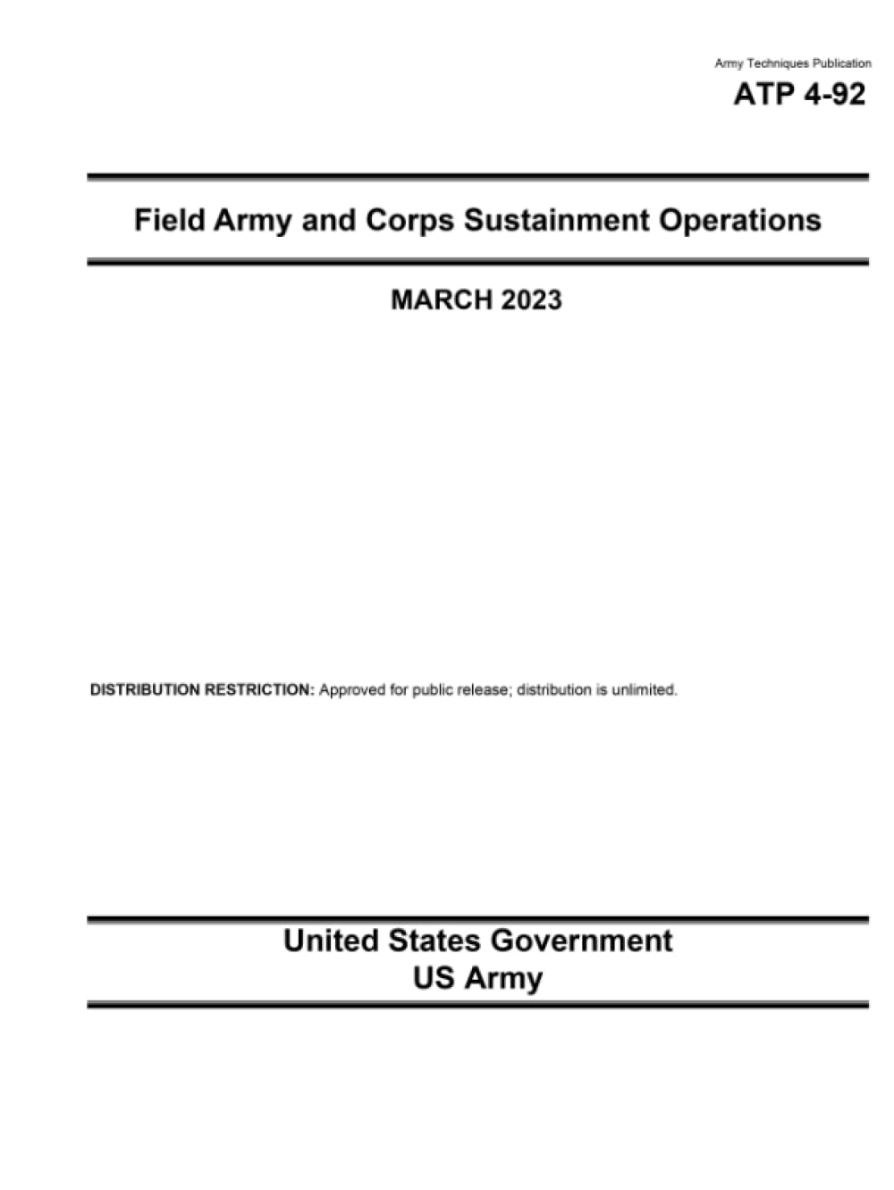 Army Techniques Publication ATP 4-92 Field Army and Corps Sustainment ...