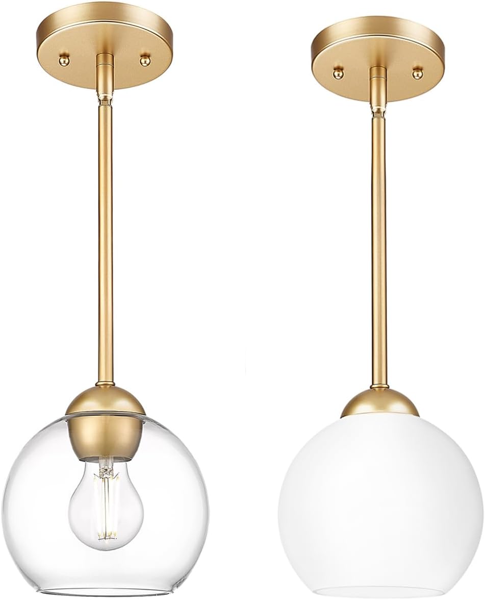Emak Pendant Light Fxitures, Set of 2 Matching Bundle, Gold Hanging ...
