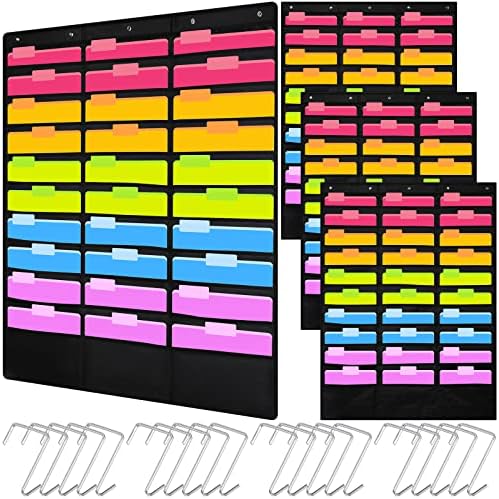 Amazon.com : Geyee 4 Pack Wall Hanging File Folders Organizer, Heavy ...