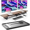 Amazon.com: KIVY Dual Monitor Riser with Integrated Metal Shelf - Wooden desk shelf for top of ...