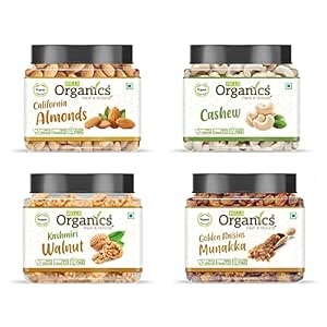 HILLS ORGANICS Dry Fruits Combo Pack of 4 - Almond + Cashew + Walnuts ...