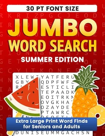 Jumbo Word Search Puzzle Book Summer: Extra Large Print Word Finds for ...