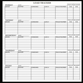 Trucking Load Tracker Book: Personal and Professional Trucking Journal ...